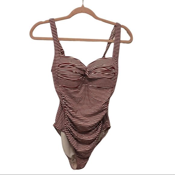 Nip Tuck Swim Niptuck Swim Stripe Joanna Twist Front Design Tummy Control Piece Swimsuit